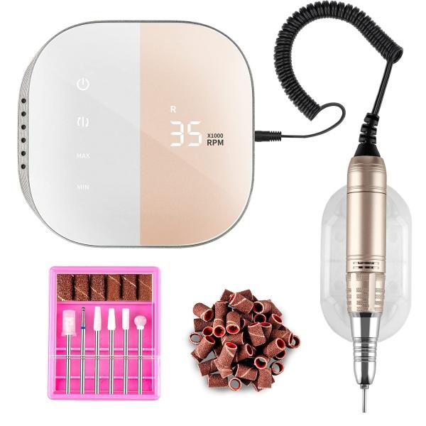 Color:ピンク Madenia ネイルマシン ネイルマシーン ネイルマシーン 電動ネイルマシン 電動ネイルマシン プロ 電動ネイルケア タッチパネル搭載 液晶画面 35000RPM高速回転 スピード調節可能 多種ビット付 サンディングバ...