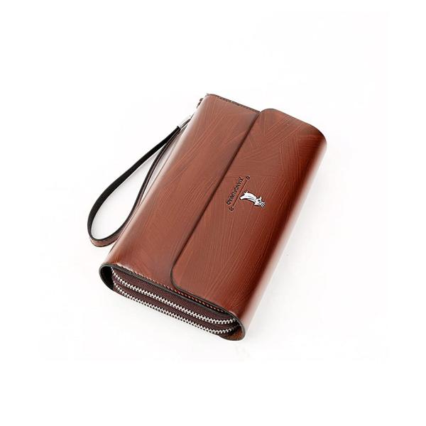 Color:ブラウンA -A-719(12枚カード収納) Whatnaミニセカンドバッグ メンズ バッグ 12枚カード収納 小さめ クラッチバッグ 長財布 革 手持ちバッグ メンズ ポーチ 男性用 紳士用 結婚式 冠婚葬祭 黒 ブラウンA-...