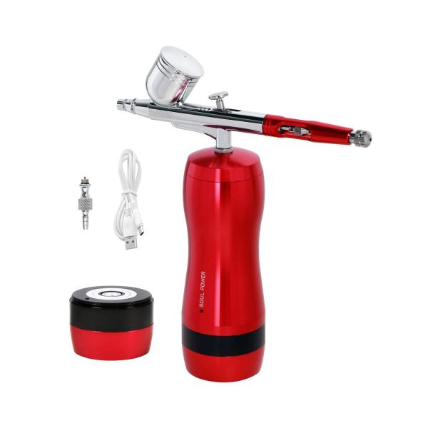 Color:レッド SOUL POWER 充電式エアブラシ Model-04 NEO 残電量可視化 予備電池付き ダブルアクション 自動電源 オートスイッチ ハンドピース 口径0.3mm 模型 プラモデル 塗装 ルアー DIY(レッド)【O...