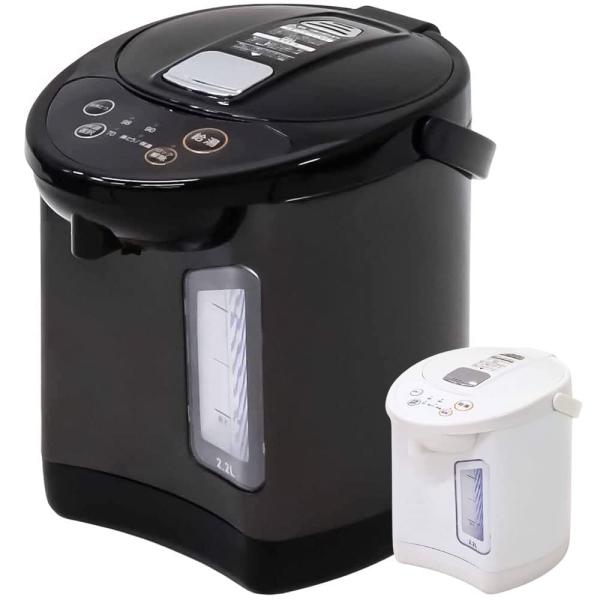 Size:2.2 L_Color:ブラック iimono117 電気ポット 保温機能付き [ 2.2L / 3.2L / 5L ] 片手給湯可能 3段階保温 小型 ポット ロックスイッチ マグネットプラグ フッ素コート加工 再沸騰 省エネ ...