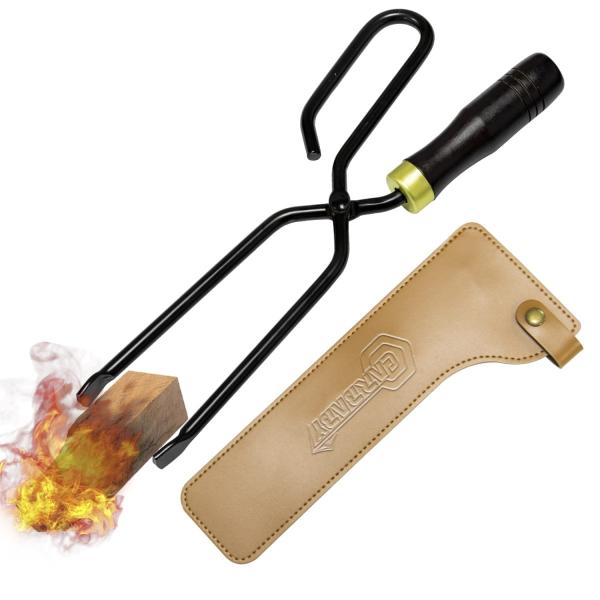 MaterialType:スチール 小型 CARBABY 薪ばさみ ファイヤープレーストング 炭ばさみ BBQカーボントング バーベキュー用 暖炉器具 キャンプ道具 小型 女性 収納カバー付き（スチール 小型）【高級感が溢れる】薪ばさみは頑...