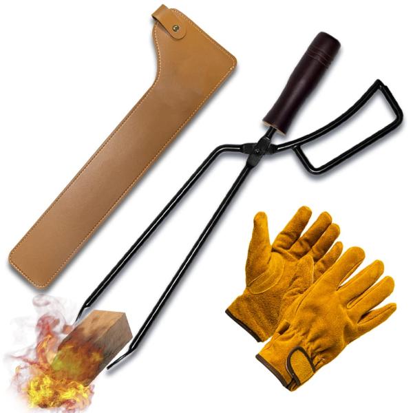 Style:スチール製 CARBABY 薪ばさみ 火バサミ ファイヤープレーストング 炭ばさみ 炭トング 収納カバー付き 耐熱グローブ付き 焚き火 薪ストーブ キャンプ用品 (スチール製)【耐久性に強い素材】本体が頑丈な高強度のスチール素材...