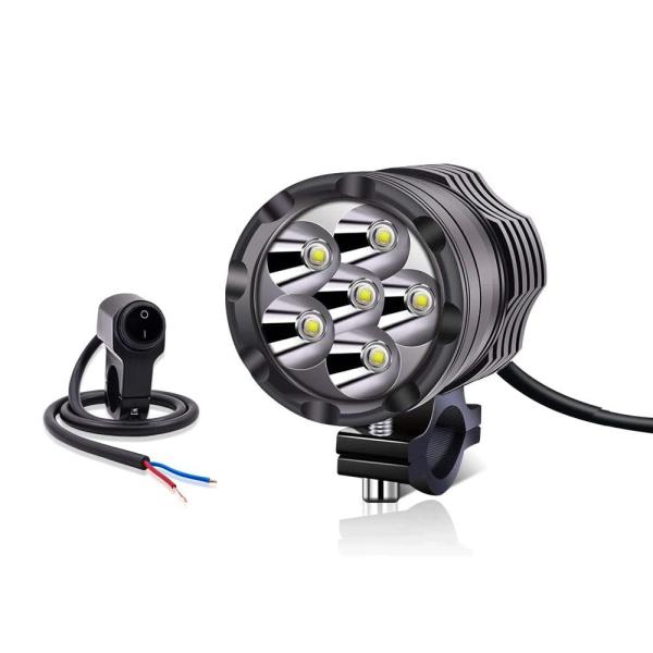 Model:6LED Aoling バイク フォグランプLED 12V 24V ヘッドライト 補助灯 スポットライト集光 オートバイ補助ランプ サブライト フォグライト アルミ製防水スイッチ付き 6000K ホワイト 補助ライト 単品 (6...