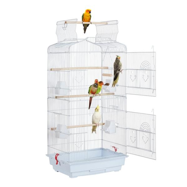 Color:ホワイト_Size:高さ92cm Yaheetech 大型 鳥かご 大型鳥ケージ セキセイインコ 鳥小屋 複数飼い 大きいバードゲージ ブランコ付き 大きいケージ オカメインコ インコ マメルリハ オカメ オウム 文鳥 小鳥 ホ...