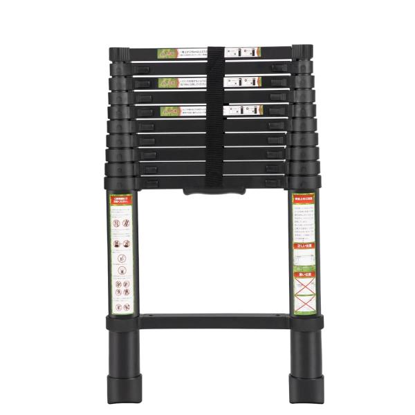Color:ブラック_Size:3.2m RIKADE 伸縮はしご 耐荷重150kg 軽量 持ち運びやすい 折り畳み 伸縮梯子 多機能アルミはしご 自動ロック スライド式 伸縮自在 梯子 室内室外両用 スライド式 (ブラック, 3.2m)【...