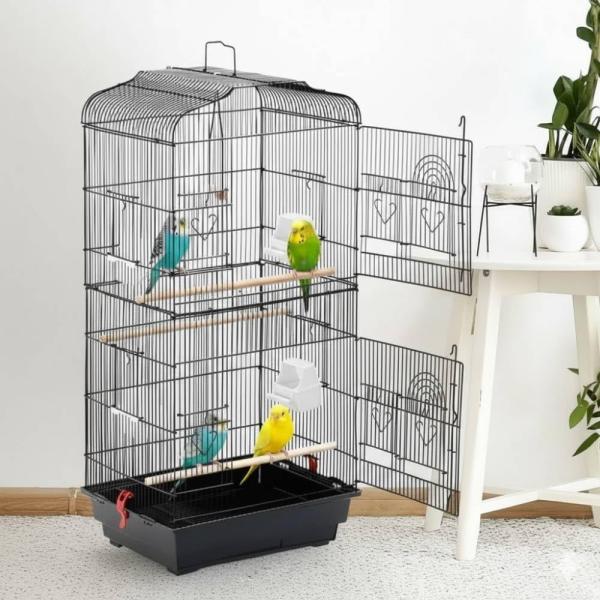 iimono117 鳥かご インコ 大型 (高さ93×幅45×奥行35cm) 持ち運び 鳥 ケージ バードゲージ 鳥小屋 引き出し式トレイ 止まり木 ブランコ 餌入れ 文鳥 セキセイインコ オカメインコ ボタンインコ コザクラインコ多数飼育...