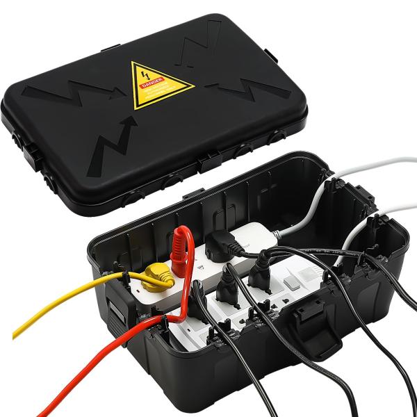 Color:ブラック 大型屋外電気ボックス IP54防水屋外コンセントカバーf Outdoor Outlet Covers Weatherproof Extension Cord Covers-ブラック屋外と屋内の配線接続を効果的に保護。屋...