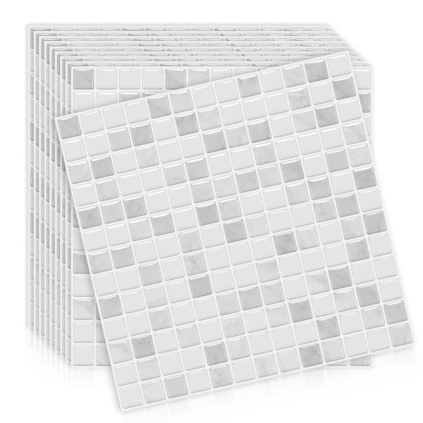 Size:25*25cm 20枚_Color:【売れ筋】モザイク・グレー 【売れ筋】MORCART タイルシール 防水 耐熱 キッチン 洗面所 トイレ DIY 家具やアイテムの装飾 タイルシート 壁紙シール 3D リメイクシート (25x2...