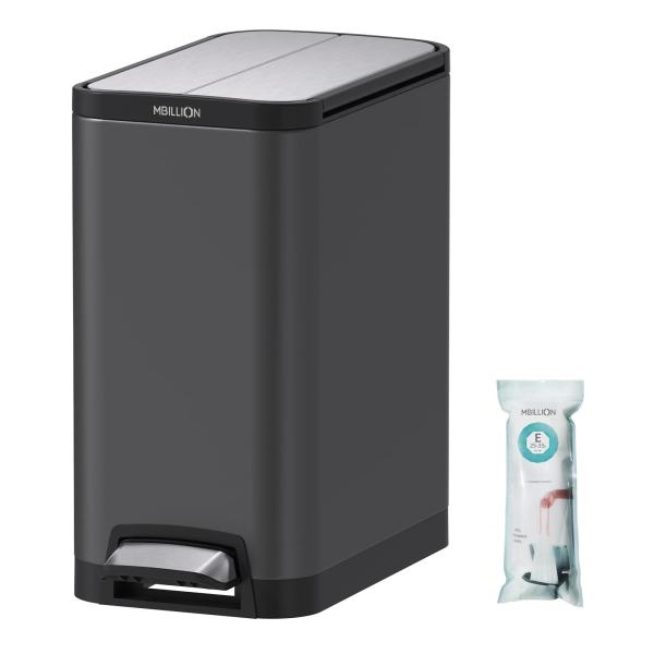 Size:28L_Color:グレイ Mbillion ゴミ箱 おしゃれ スリム ペダル式 ごみ箱 ステンレス 28リットル バスルーム ゴミ箱 消臭 ダストボックス 大容量 生ゴミ ゴミ箱 インナーバケット付き 密閉 音無し キッチン 室...