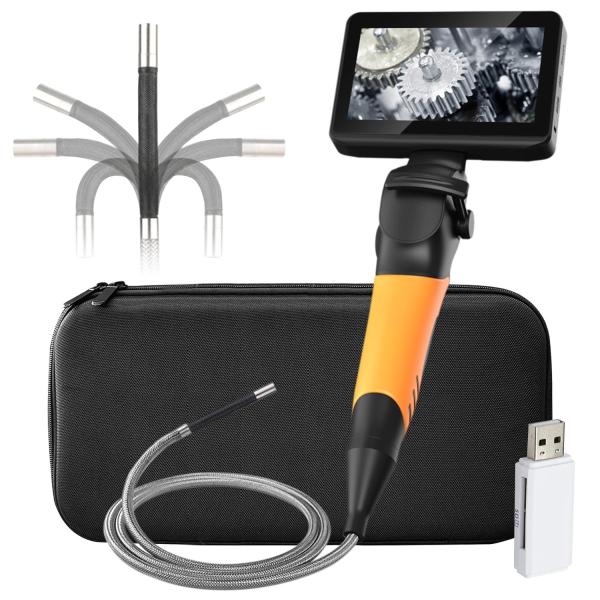 Size:4mm EISTAKAO 4mm 先端可動式ファイバースコープ 4.5インチ スクリーン 工業用内視鏡 720P ビデオスコープ 360度回転可能なプローブ 長さ1M ステンレス鋼チューブ 先端径4mm ロック機能付き 録画/写真...