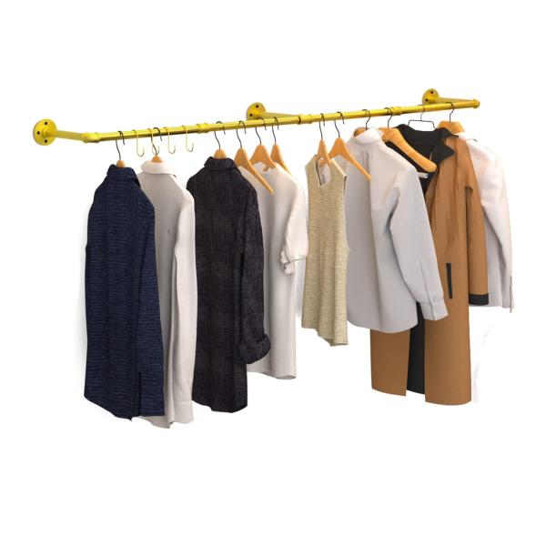 UNHO ハンガーラック 90-180cm ハンガーパイプ 吊り下げ 洋服掛け アイアンバー 洗濯物干し コート掛け 耐荷重30kg ゴールド 大容量おしゃれな空間を演出：おしゃれで上品なゴールドカラーのハンガーパイプです。壁に付けるだけで...