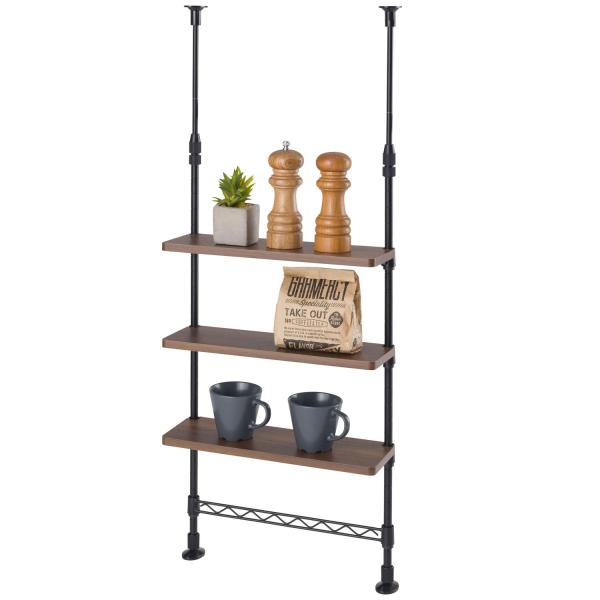 Color:ブラック_Size:3段 幅35cm_Style:突っ張り ドウシシャ 3段 突っ張り 調味料ラック スパイスラック 卓上ミニラック 黒 ブラック 幅35x奥行13x高さ75~110cm CM35TP-3BK 木製棚 棚位置変更...