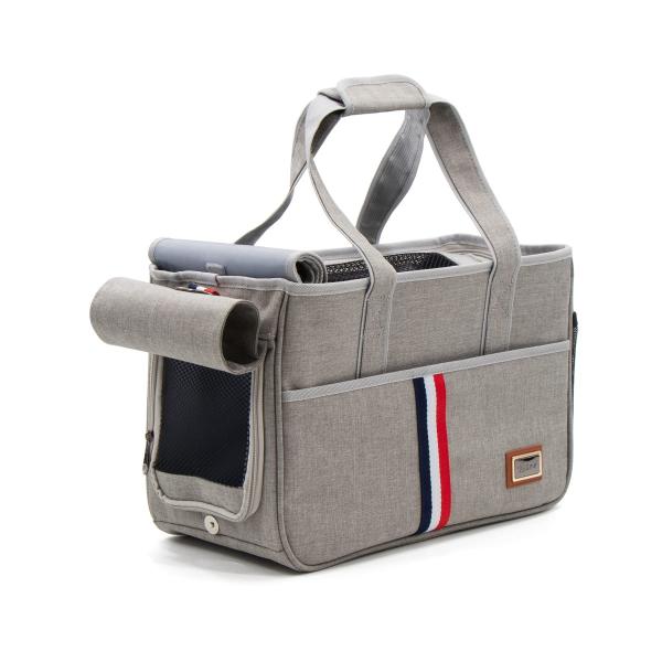 Size:S_Color:グレー GPR 猫 犬 うさぎ 小動物兼用 2WAY ペットキャリー キャリーバッグ・スリング キャリーバッグ ペットキャリーバッグ 3色 軽い 折りたたみ 水洗いOK 三面メッシュ加工 900D防水オックスフォー...