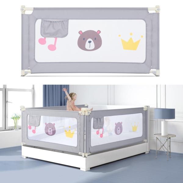 Size:140cm_Color:グレー GUUSII HOME ベッドフェンス ベッドガード 分解式 サイドガード 赤ちゃん お布団ズレ幼児用 組み立て 転落防止 収納便利 取り付け簡単 片側昇降 布団ずれ ベビーベッドフェンス ベッドか...