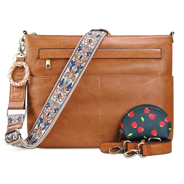 Color:ブラウン K I T A T U 昇級版 ショルダーバッグ レディース 斜めがけ 斜めがけバッグ 肩掛けバッグ トートバッグ レディースバック 大容量 軽量 通勤 旅行 かわいい 通勤 通学 ビジネス 人気 長さ調節可能 キーリ...