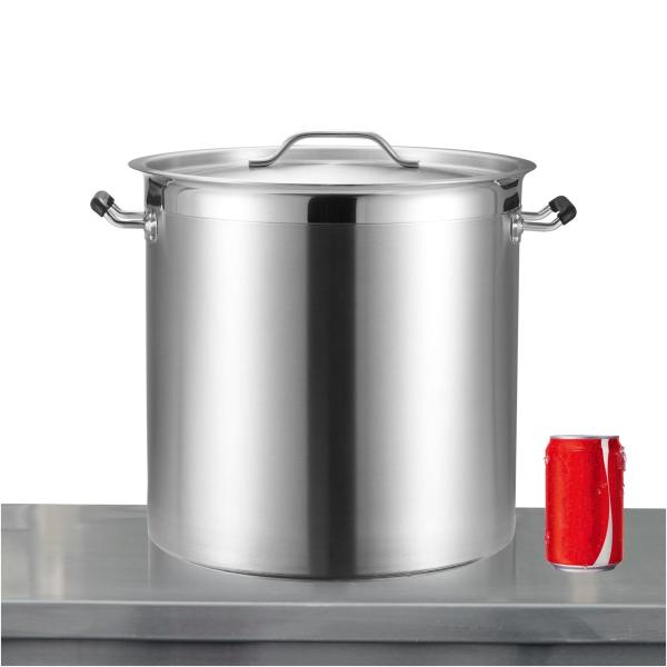 Size:35cm（33L） CURTA業務用寸胴鍋(IH対応) 直径35cm 容量33L 重量5.46KG 18-8ステンレス製 蓋付 板厚0.8mm 底厚4mm 底面三層構造 ガス火 NSF【サイズ】内径Φ350mm 外径Φ374mm ...