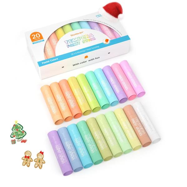 Color:パステルカラー20色。 Shuttle Art テンペラクレヨン 20色 パステルカラーセット 速乾 水で落とせる テンペラペイントスティック 繰り出し式 安全 ウォッシャブル 折れにくい 落書き 塗り絵 紙/ガラス/木に描ける...