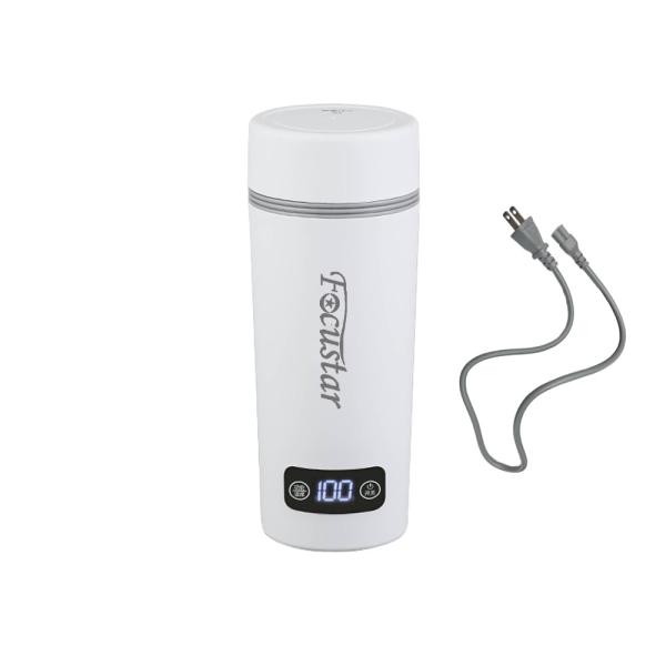 Color:ホワイト Focustar ポータブル電気ケトル 小型 350ML 4段階温度調節 300W ポータブル電源で使える お湯沸かせる 水筒 沸騰後自動OFF 空焚き防止 持ち運びケトル 一人用 旅行 車中泊に使用 トラベルケトル ...
