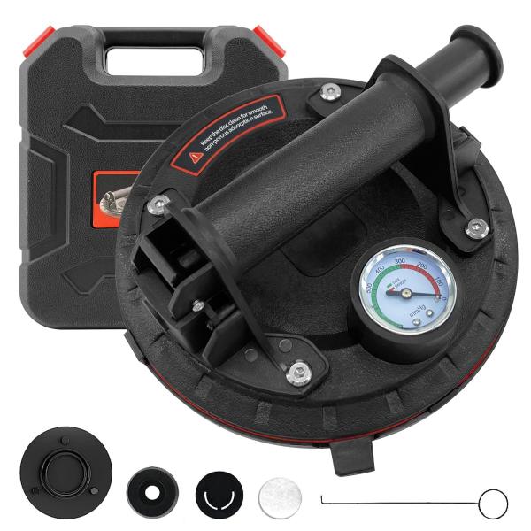 Howhite バキュームリフター 強力吸着盤 目視圧力計付き サクションバキュームカップ 耐荷重400kg 吸盤 二層ゴムで強力吸着 超強力吸盤 ガラス装着用 硝子 建材 運搬 移動【幅広い用途】ガラス、セラミックタイルなど表面が滑らかで...