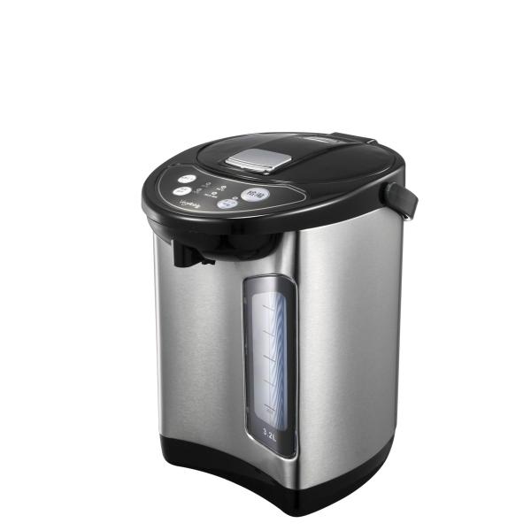 [Vegetable] 電気ポット 容量 3.2L 省エネ 3段階温度設定 シンプル操作の2WAY給湯 安心・安全構造 360度回転底 空焚き防止 電動給湯ポット ブラック/シルバー GD-UP320K●電動給湯式＆タッチカップ方式●ジャス...