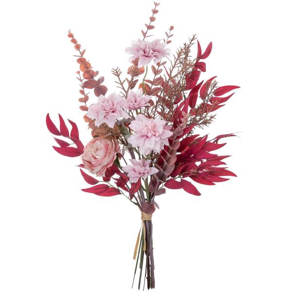 WillingYou 造花 シルクフラワー 花束 フェイク パステル ダリア ブーケ インテリア 装飾 1束入 (花瓶なし、ピンク)様々な花を沢山使った、とっても可愛いなブーケ！多彩な葉と組み合わせ、夢幻のブーケです。造花ですので記念にとっ...