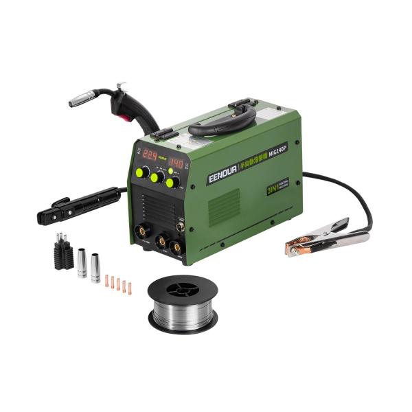 Style:MIG140P EENOUR 半自動溶接機 MIG140P 最大出力140A 100V・200V兼用 1台3役 ノンガスMIG・被覆アーク・LIFT TIGに対応 定格使用率60％ 板厚8mmまで ノンガス溶接機 アーク溶接機 ...