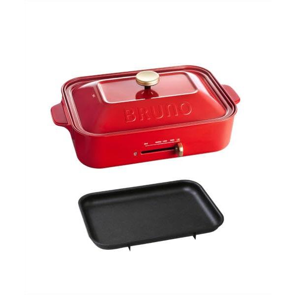 Color:レッド_Size:サイズなし BRUNO コンパクトホットプレート 平面プレートのみ レッド サイズなし BOE119-RD[原産国]:中国製[採寸]:サイズ:W375×H140×D235mm/重量:約2300g機能：定格消費電...