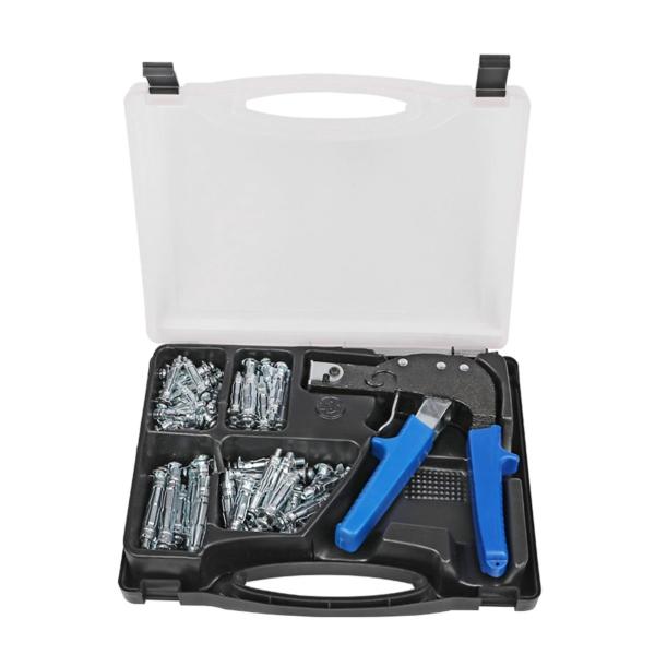 Size:72 Pcs Hand Riveter Kit Snsowed 72PCS Set ボードアンカー設置道具石膏ボード アンカーネジ固定工具中空壁用アンカーガン拡張ネジ締めボードアンカー 石膏ボード 固定設定ツール、合金鋼金属設定ツ...