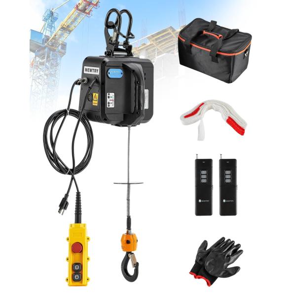 NEWTRY 電動ウインチ 電動ホイスト 小型クレーン 100V 荷重500kg リフト高さ9m 有線制御 無線制御 業務用 垂直/水平使用【よりプロフェッショナル】NEWTRYが独自に開発した最新型の電動ウインチとして、内外から進化してい...