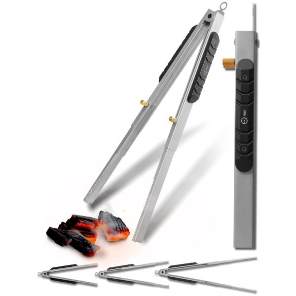 Color:シルバー ZEN Camps 火バサミ 薪バサミ 炭バサミ トング 伸縮式 アウトドア 焚き火 キャンプ バーベキュー ステンレス製 ストッパー付 (シルバー)伸縮式で長さ調整可能！焚き火の相棒 ZEN Camps「火バサミ兼ト...