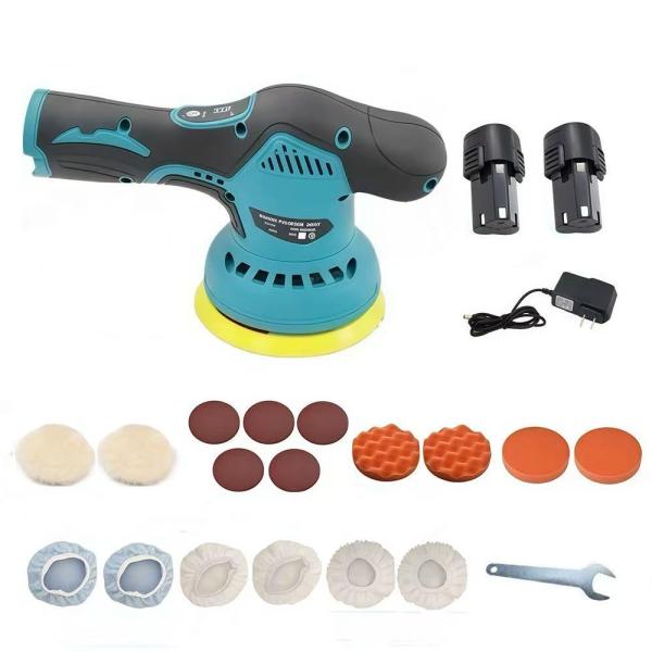 ポリッシャー 充電式 ダブルアクション 8段階変速 研磨器 大容量バッテリ一2個搭載 車 コードレスポリッシャ 操作簡単 偏心構造 恒定回転速度 ディスク直径125mm 鏡面磨き ワックス作業 バフ 洗車 車磨き 傷消し 軽量 自動車用 業...