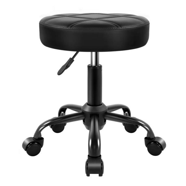 KKTONER スツールキャスター付き 丸椅子 PUレザー 高さ調節可能 エステスツール カウンターチェア Sサイズ 黒高さ調整スツール：椅子の高さは調整ハンドルを使って49.7cm~65.1cmまで簡単に調整できます。厚さ8cmのPUレザ...