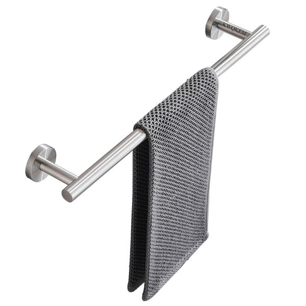 Size:タオルバー45cm_Color:シルバー KWQKEMタオルバー ステンレス丸座 タオル掛け おしゃれ たおるハンガー アイアンバ ー 壁掛け ネジ付き タオルホルダートイレ 浴室 バスルームアクセサリー キッチン用 省スペース ...