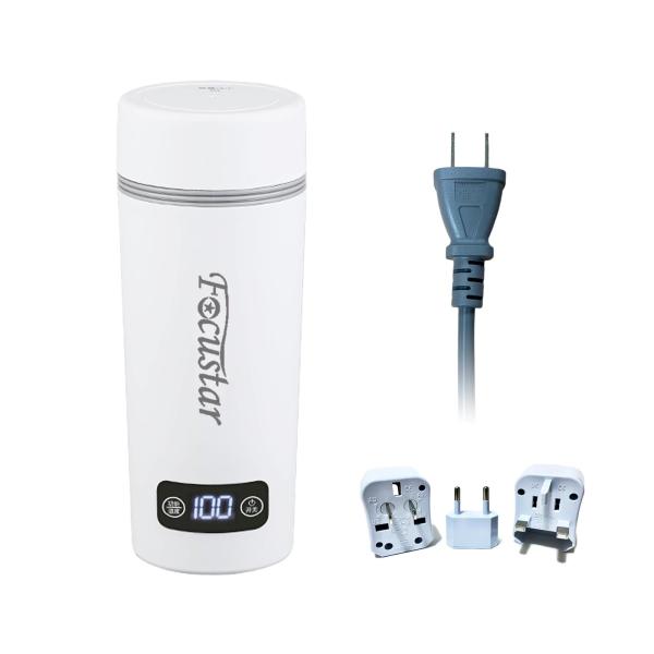 Color:ホワイト Focustar ポータブルケトル 350ML 電気ケトル 小型 4段温度調節 トラベルケトル 日本・海外電圧対応 100-240V 300W低消費電力 ポータブル電源で使える 快速沸騰 空焚き防止 沸騰すると自動オフ...