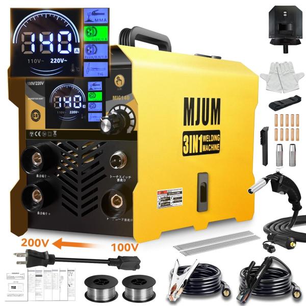 Style:140A(1台3役) 溶接機【溶接専門家松本氏監修】半自動溶接機 最大出力140A 100V/200V兼用 1台3役電気溶接機 LED液晶表示 ノンガスMIG/被覆アークMMA/LIFT TIG対応 定格使用率60％ 電流調整 ...