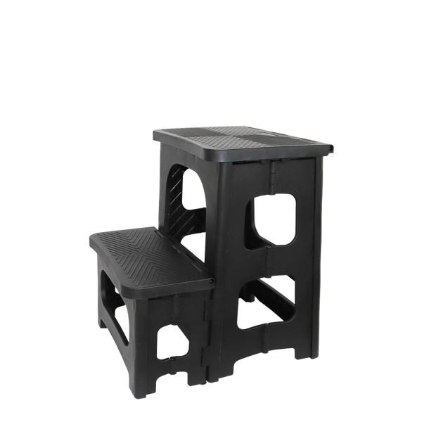 GOODCHI 踏み台 脚立 折りたたみ式 ステップ台 2段 ポリカーボネート製 耐荷重150kg 高さ43cm 軽量 滑り止 折りたたみチェア 玄関台 洗車 踏み台 (ブラック)【商品仕様】頑丈なPC素材を使用し、最大荷重は160kgまで...