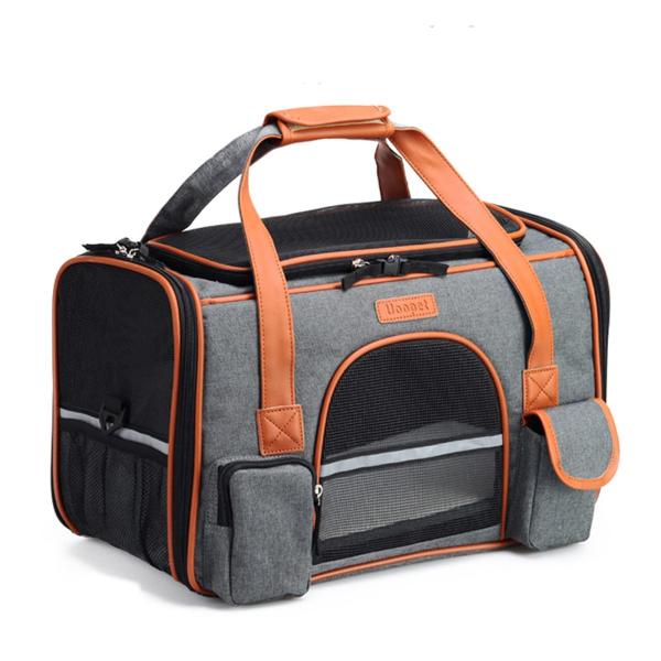 Size:L_Color:ダークグレー VanderHOME 猫 キャリーバッグ 犬 ペットキャリー キャリーケース 3way ショルダー 小型犬 大きめ 通気 移動バッグ 折り畳み 手提げ 肩掛け 反射ライン付き 収納ポケット付き お散歩...