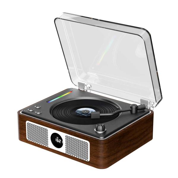 Color:ブラウン THINKYA CDプレーヤー Bluetooth受信/送信 レトロ 充電式 ステレオスピーカー内蔵 CDプレイヤー 卓上置き 一機多用 木製の環境に優しいシェル USB/光ケーブル対応/AUX ポータブル リモコン付...