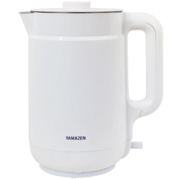 Color:ホワイト_Size:1.5 L [山善] 電気ケトル 電気ポット 1.5L 大容量 一人暮らし 二人暮らし 自動電源OFF 空焚き防止機能 ふた取り外し可 ワンタッチ操作 2重構造 ホワイト YKPA-1215(W)【大容量】一...