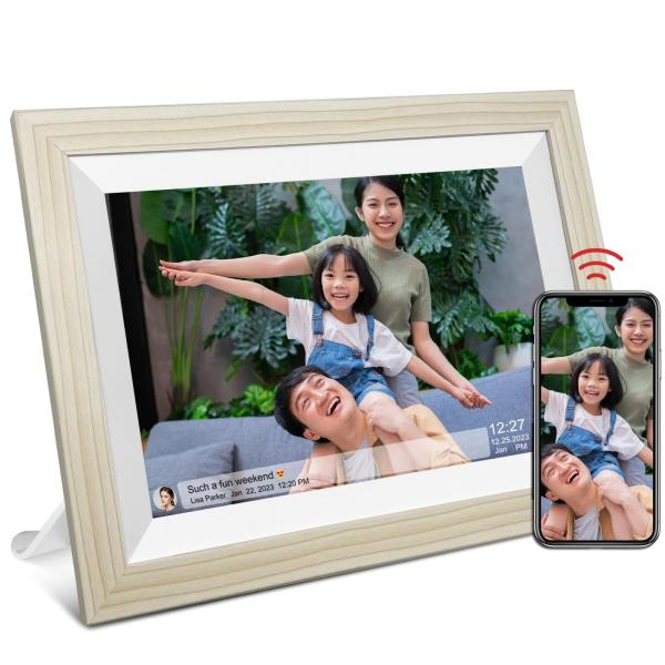 Color:ホワイト 32GBのWiFiデジタルフォトフレーム、10.1インチのスマートデジタルフォトフレーム、IPSタッチスクリーンHDディスプレイ、無料アプリを介してどこでも写真やビデオを共有するための簡単なセットアップ、自動回転機能、...