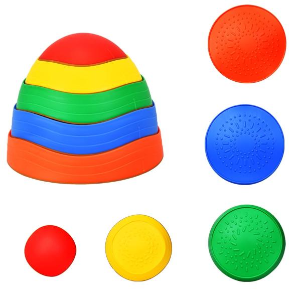 GIANTEX バランスストーン 子供用 5個セット 耐荷重100kg バランス ストーン 平均台 バランスボード バランストレーニング 室内 屋外 遊具【バランス能力を高める】バランスストーンは川の中にある石を飛び移っていく遊びをイメージ...