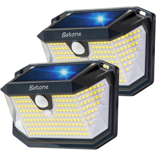 Size:2600mAH-2個 Batone【最新2024】ソーラーライト センサーライト 屋外 2個 202 LEDランプビーズ 強力 リー ガーデンライト高感度 太陽光発電 自動点灯 電気代不要 省エネ IP65防水防塵 ガーデンライト...