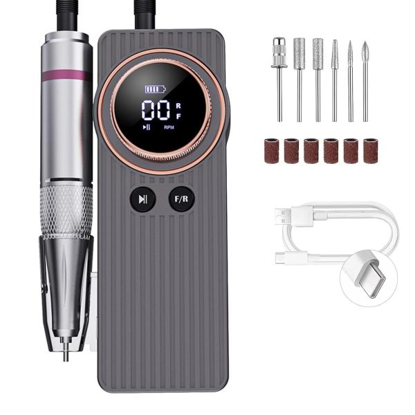 電動ネイルマシン エルエンスタジオ 携帯用ネイルマシーン 電動ネイルマシンキット 充電式ネイルドリル 0-35000RPM スピード調節可能 正逆回転 ジェルネイル研磨 爪やすり 爪磨き マニキュア対応 ビット６個 日本語説明書付き【35段...