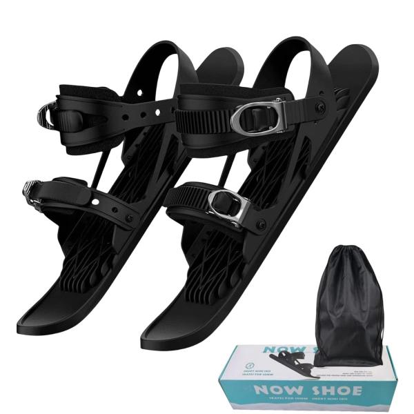 Color:大人用 - くろいろ スノーボードスケート滑り止めフットパネル ミニショートスケート ウィンターシューズ用 スノーシュー 調節可能な男女兼用 軽量 全サイズに適用 (大人用 - くろいろ)【調整可能な金属ロッキングバックル】ミニ...