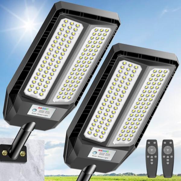 Size:500W2パック LED ソーラー街灯 屋外 Adewalk 人感センサーライト 外灯 ソーラーライト IP66防水 超高輝度 500W 10000ルーメン 夜間自動点灯 10000mAh リモコン操作 点灯時間/明るさ調整 パネ...