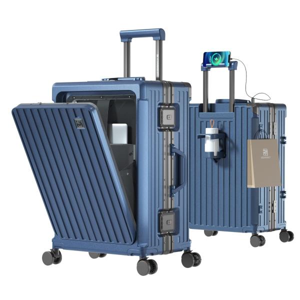 Color:サファイアブルー(フロントオープン）_Size:S・1~3泊・機内持ち込み 42L [Redamancy]【現役客室乗務員が設計を指導】スーツケース 機内持ち込み 【日本企業企画】 多機能フロントオープン キャリーケース ストッ...