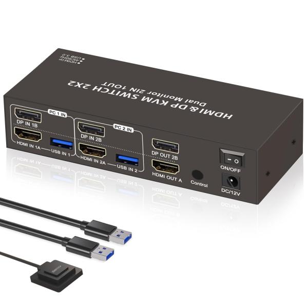 Style:HDMI+DP 【HDMI Displayport 同時出力】KVM 切替器 4K 60Hz HDMI+DP 2PC 切替 USB3.0 KVM 切り替え器 スイッチャー キーボード マウス プリンター スキャナー共有 PC 2...