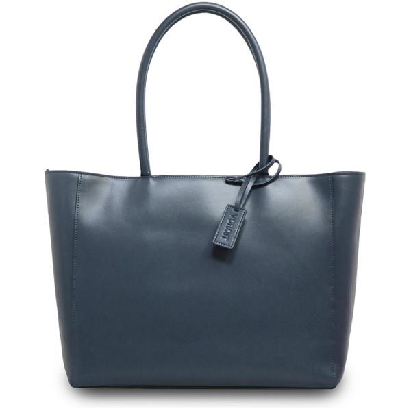 Color:ネイビー [VORQIT] トートバッグ メンズ 本革 牛革 大容量 ビジネスバッグ 肩掛け 通勤 通学 A4 大きめ シンプル かばん 自立 (ネイビー)シンプル本革トートバッグ。オン・オフ気にせずでかけよう。カジュアルはもち...