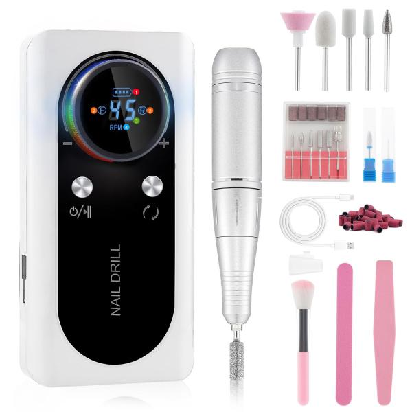 Color:白 LIARTY【ネイルマシン プロ用】 ネイルマシン ジェルネイル オフ 45000rpm 電動ネイルマシン セット リムーバー ビット ネイルケア ネイルマシーン 爪磨き 甘皮処理 セルフ ネイルオフマシーン 正逆回転 無段...