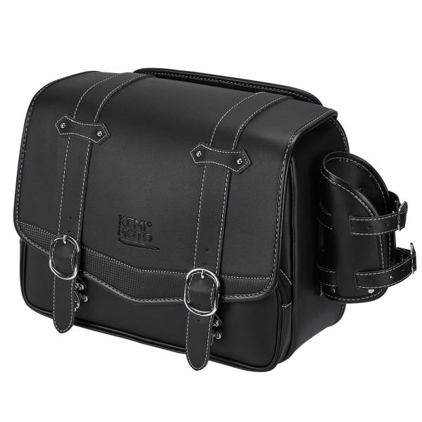 Size:20L KEMIMOTO バイク サイドバッグ サドルバッグ 汎用 20L サイドバック 大容量 左側 ドリンクホルダー付属 金具防錆 荷物収納 通勤/通学/ショートツーリング ブラックに便利 KM702【20L大容量収納】外寸：...
